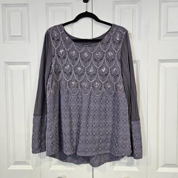 Sundance | Tops | Sundance Grey Lavender Embroidered Sequin Hilo Tunic ...